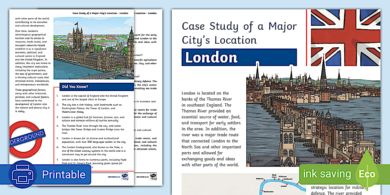 Case Study of a Major City's Location - London - Twinkl