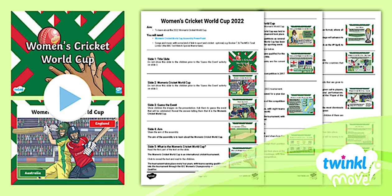 Women's Cricket World Cup Assembly Pack I Move PE - Twinkl