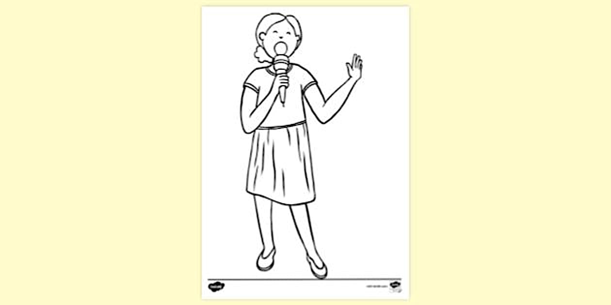 Girl Singing Voice Colouring Sheet | Colouring Sheets
