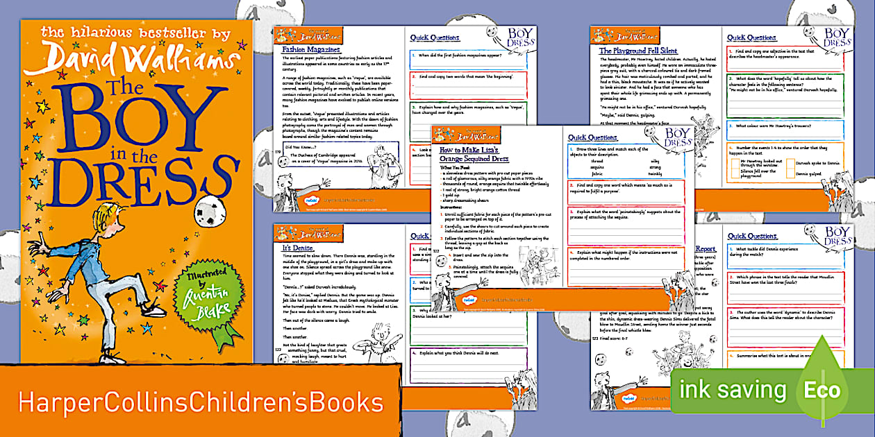 FREE! - David Walliams: The Boy in the Dress Activities Pack