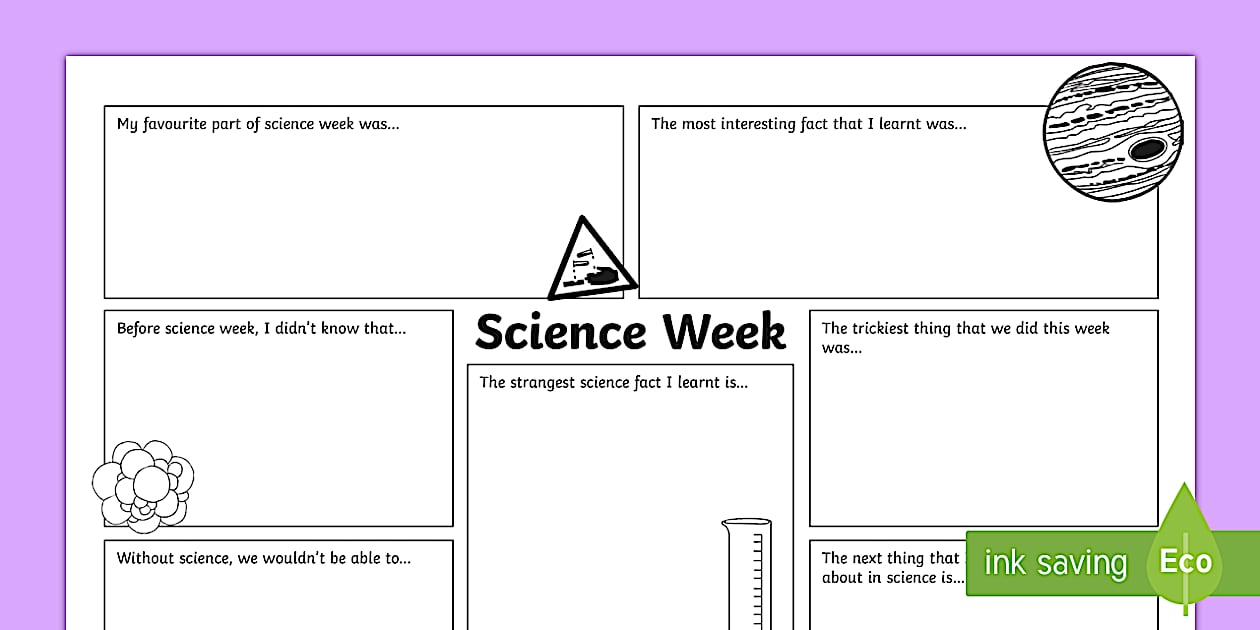 Editable End of Science Week Evaluation Writing Worksheet