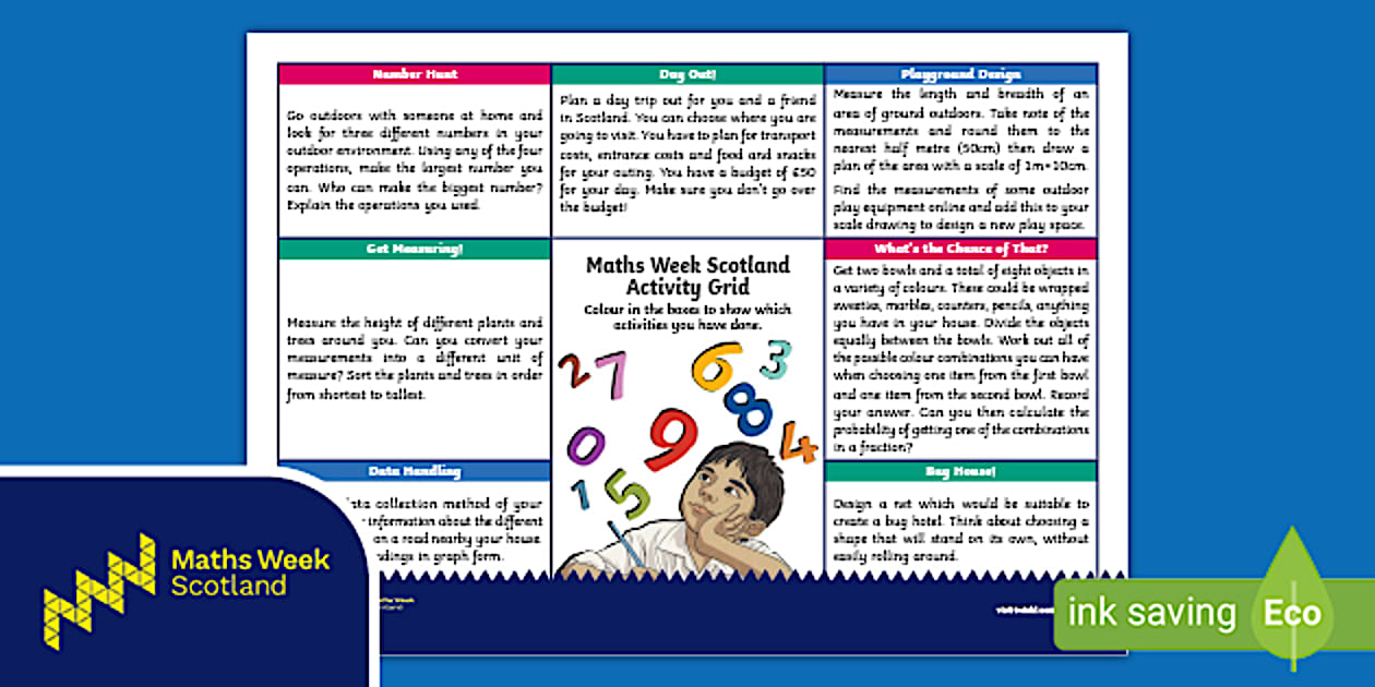 FREE! - Second Level Maths Homework Activities | Maths Week Scotland