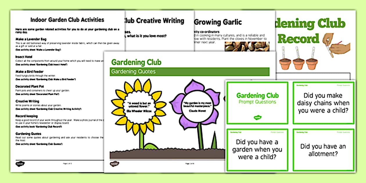 Care Home Gardening Club Indoor Activity Ideas Pack - Twinkl