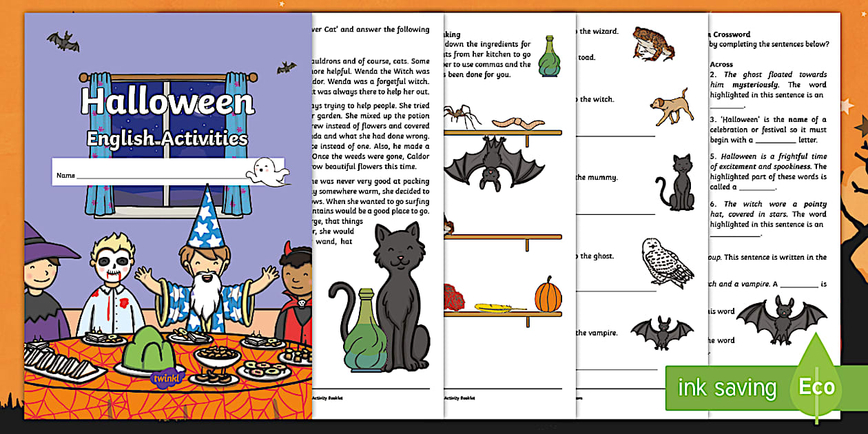 Editable Year 2 Halloween English Activity Booklet - Twinkl
