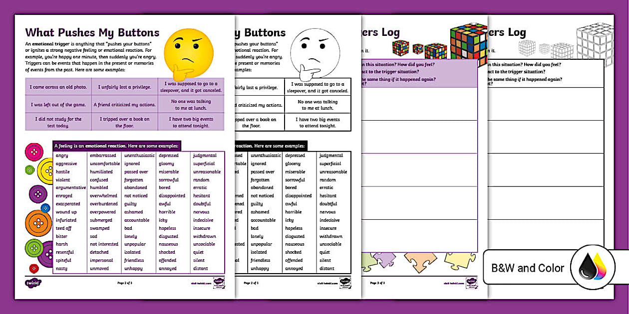 What Pushes Your Buttons Worksheet | Resources | Twinkl USA