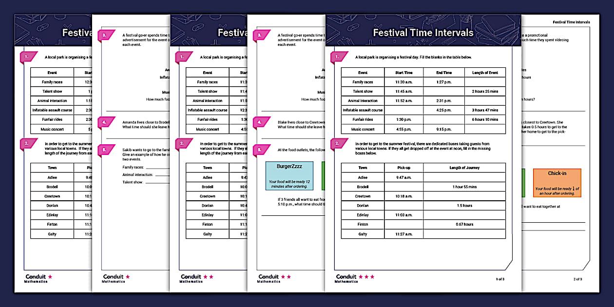 Differentiated Festival Time Intervals (teacher made)