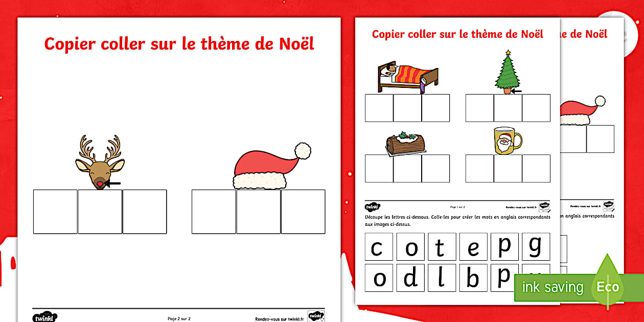 Feuille d'activités : Copier-coller sur le thème de Noël