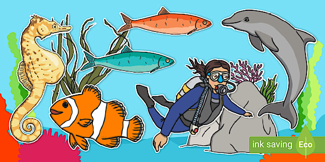 Editable Ocean Extra Large Display Cut Outs - Twinkl