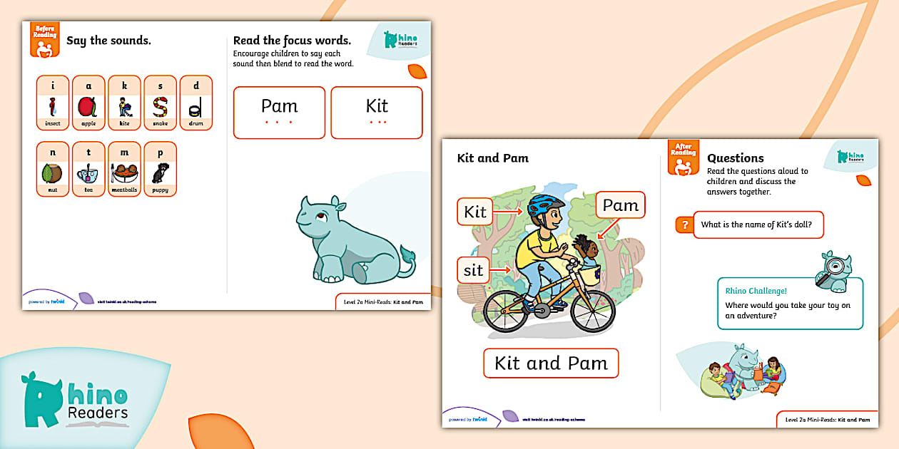 Rhino Readers Intervention: Kit and Pam (Level 2a) - Twinkl