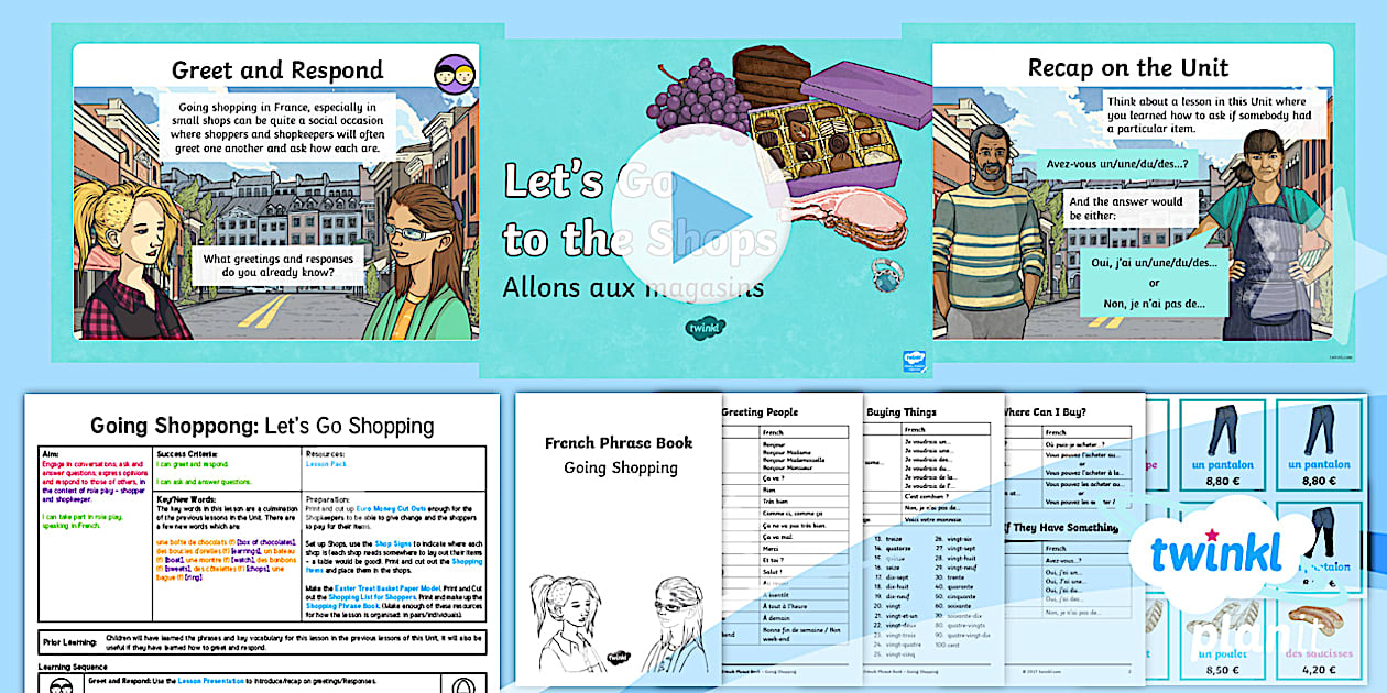 French: Going Shopping: Let's Go Shopping! Year 4 Lesson Pack 6