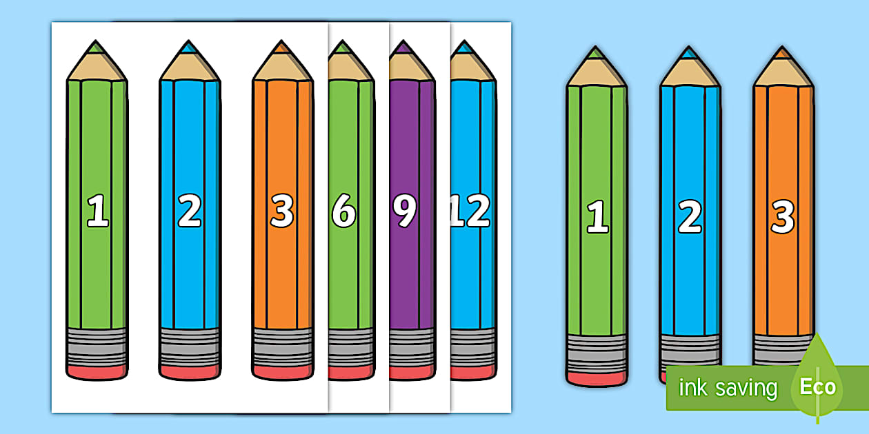 Numbers 0-20 on Pencils (teacher made) - Twinkl