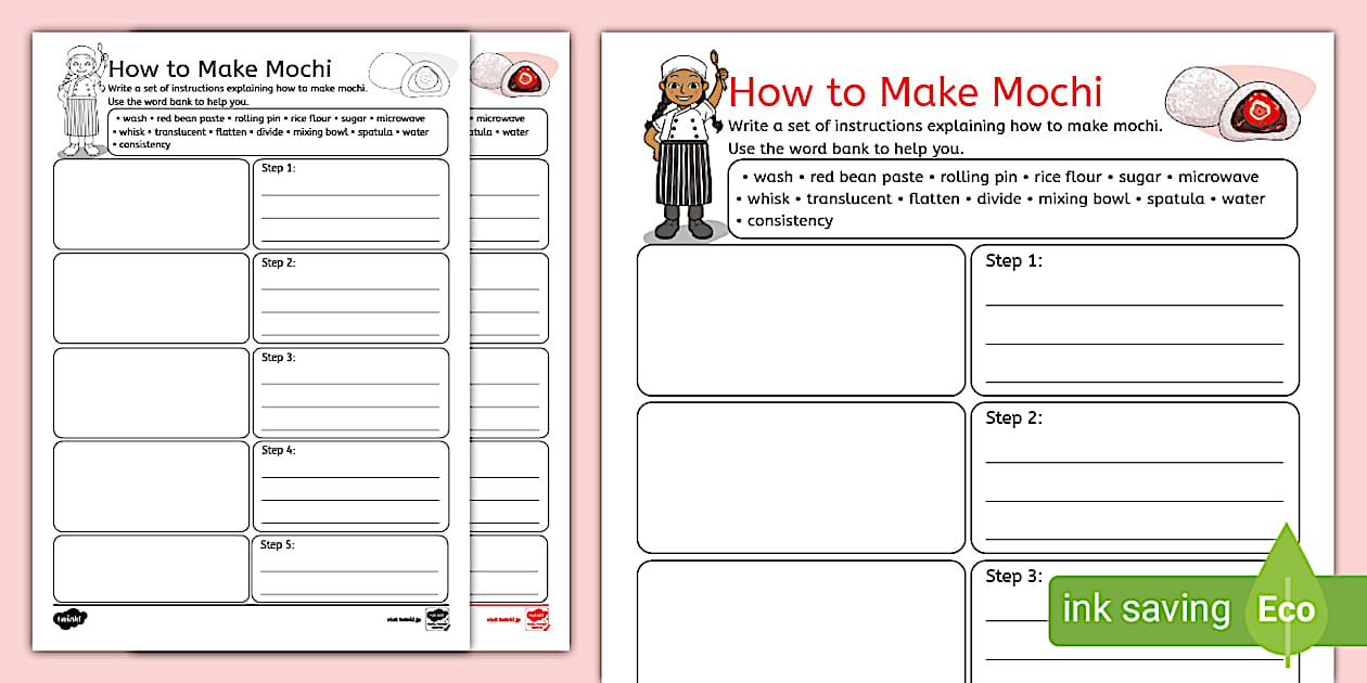 Making Mochi Instruction Writing Template (Teacher-Made)