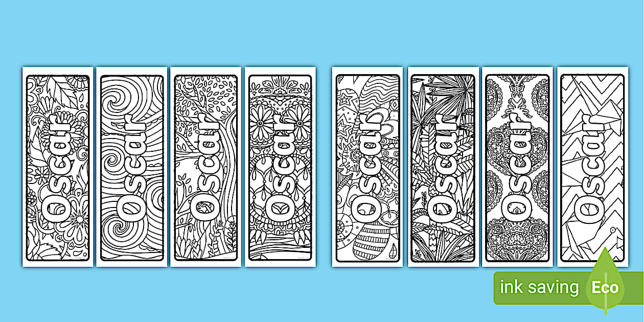 Oscar Mindfulness Name Colouring Bookmarks (Teacher-Made)