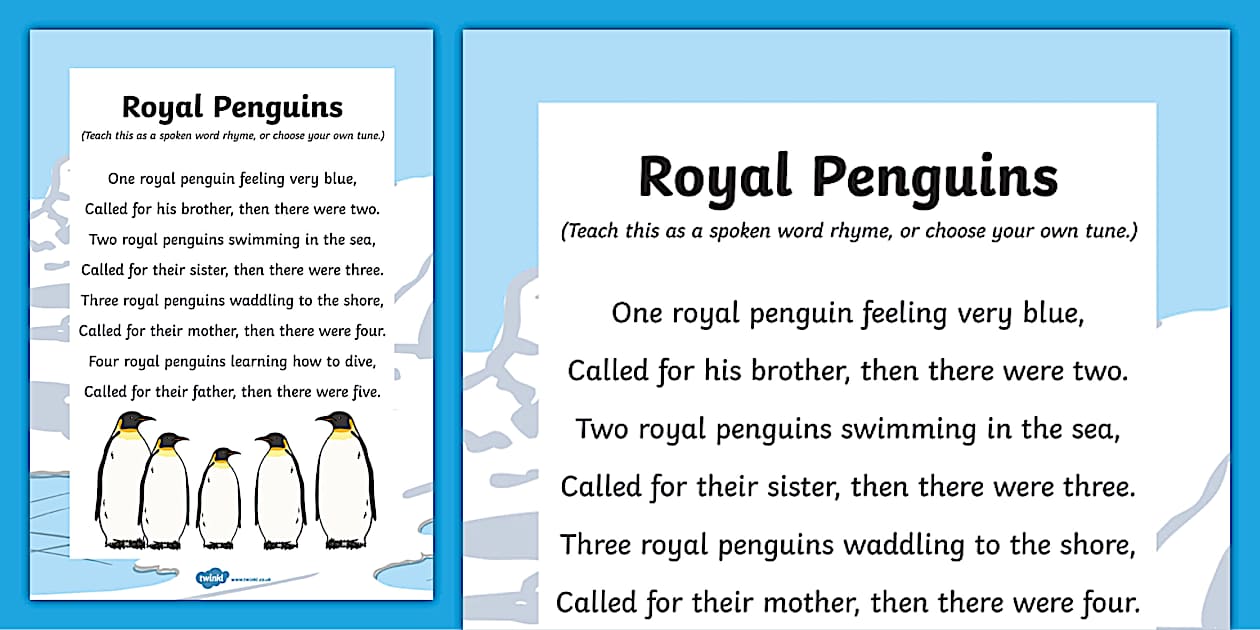 Royal Penguins Rhyme (teacher made) - Twinkl