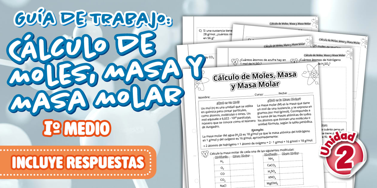 Guía de Trabajo | Moles, Masa Molar | Química | I° Medio