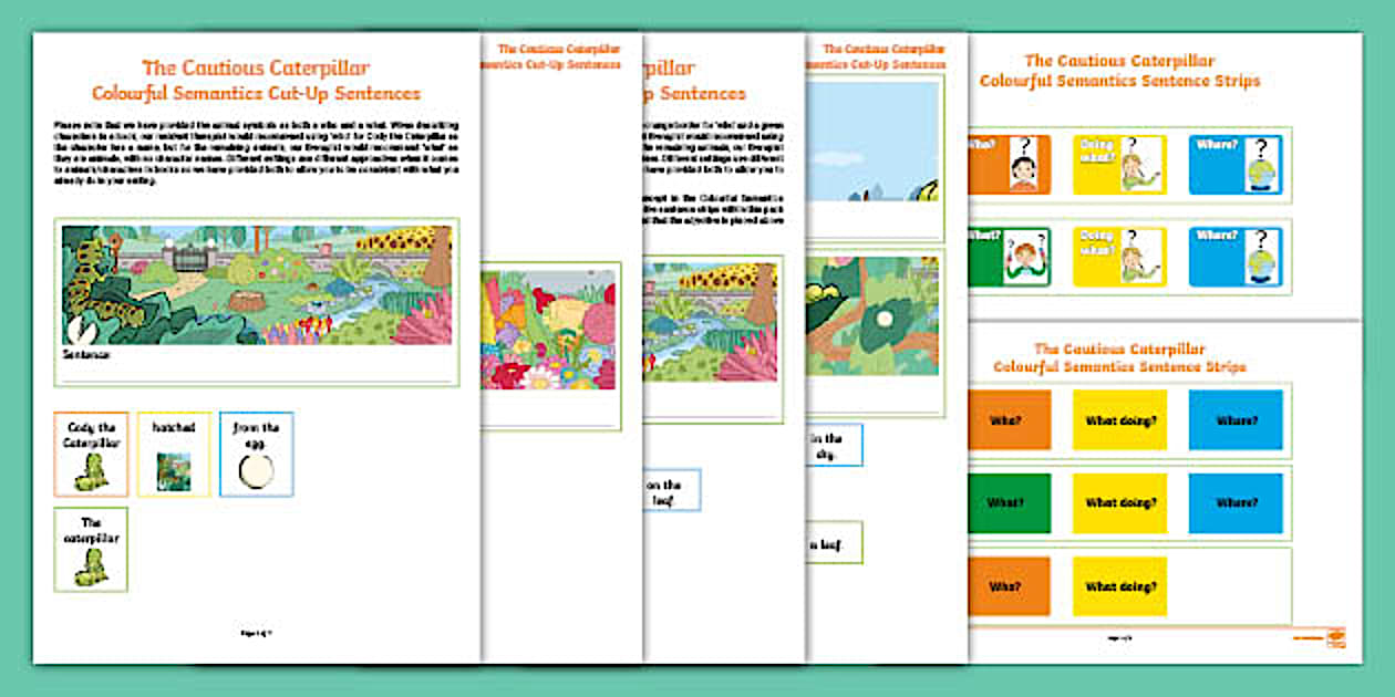 The Cautious Caterpillar Colourful Semantics Cut-Up Sentences