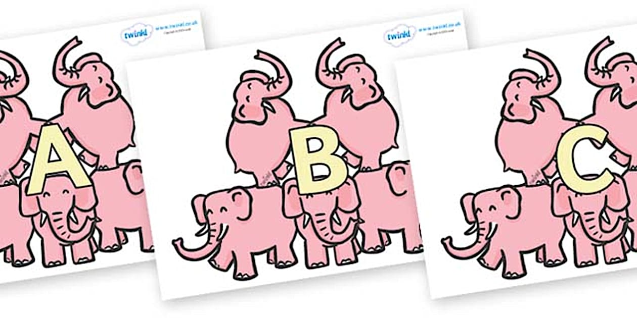 A-Z Alphabet on Five Elephants (l'enseignant a fait)