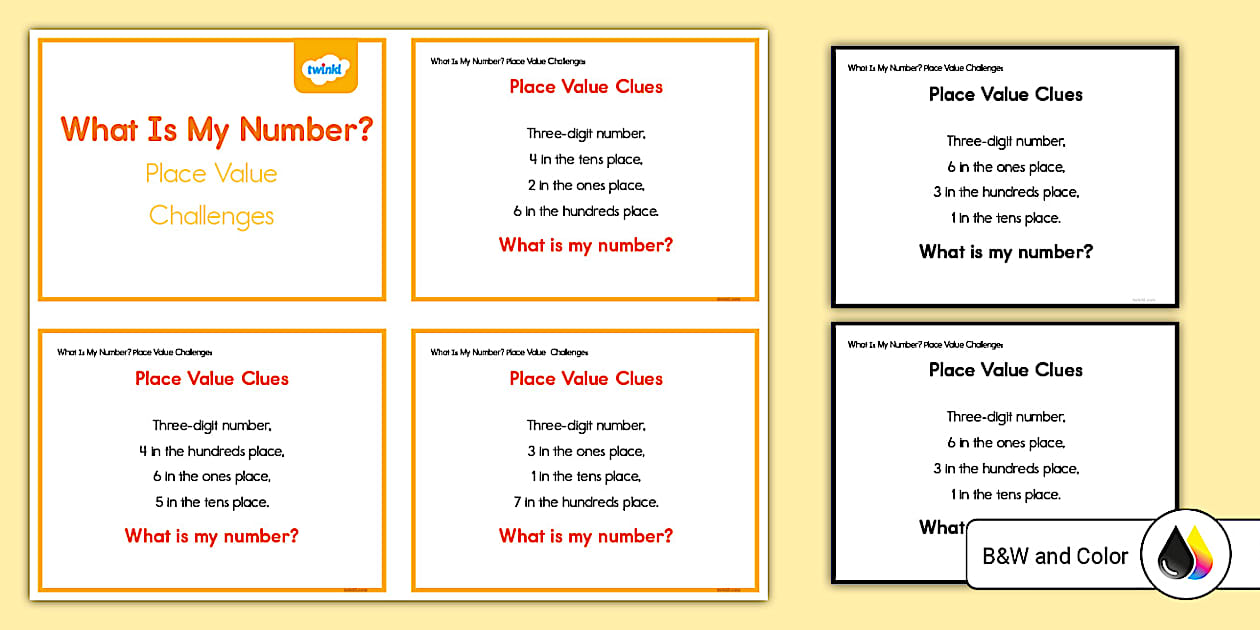 Second Grade What Is My Number? Place Value Cards - Twinkl