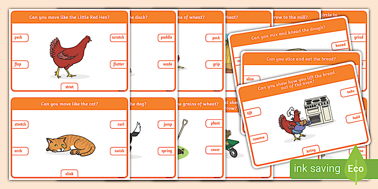 The Little Red Hen Movement Cards | Twinkl (professor feito)