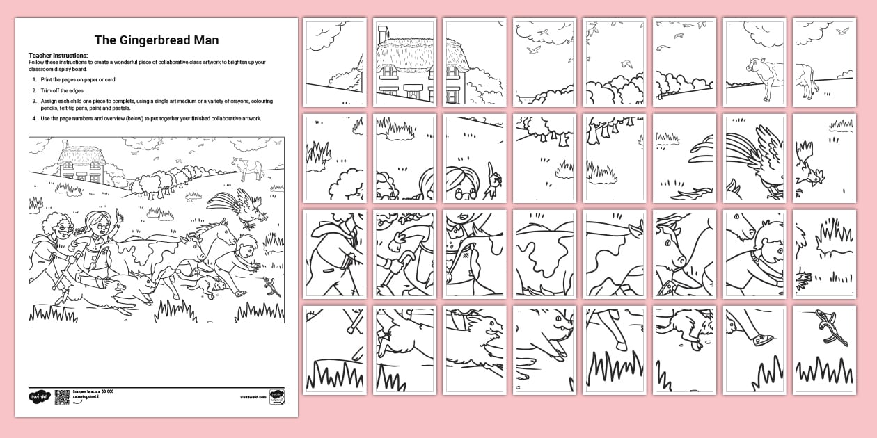 The Gingerbread Man Collaborative Colouring - Twinkl - KS1