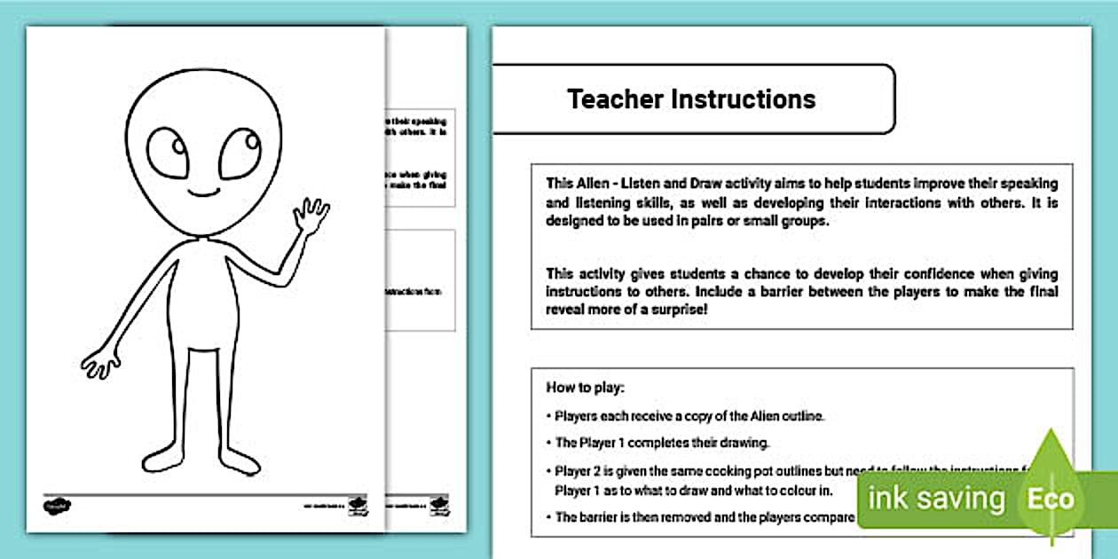 Alien Following Directions Drawing Activity | F-2 | Twinkl