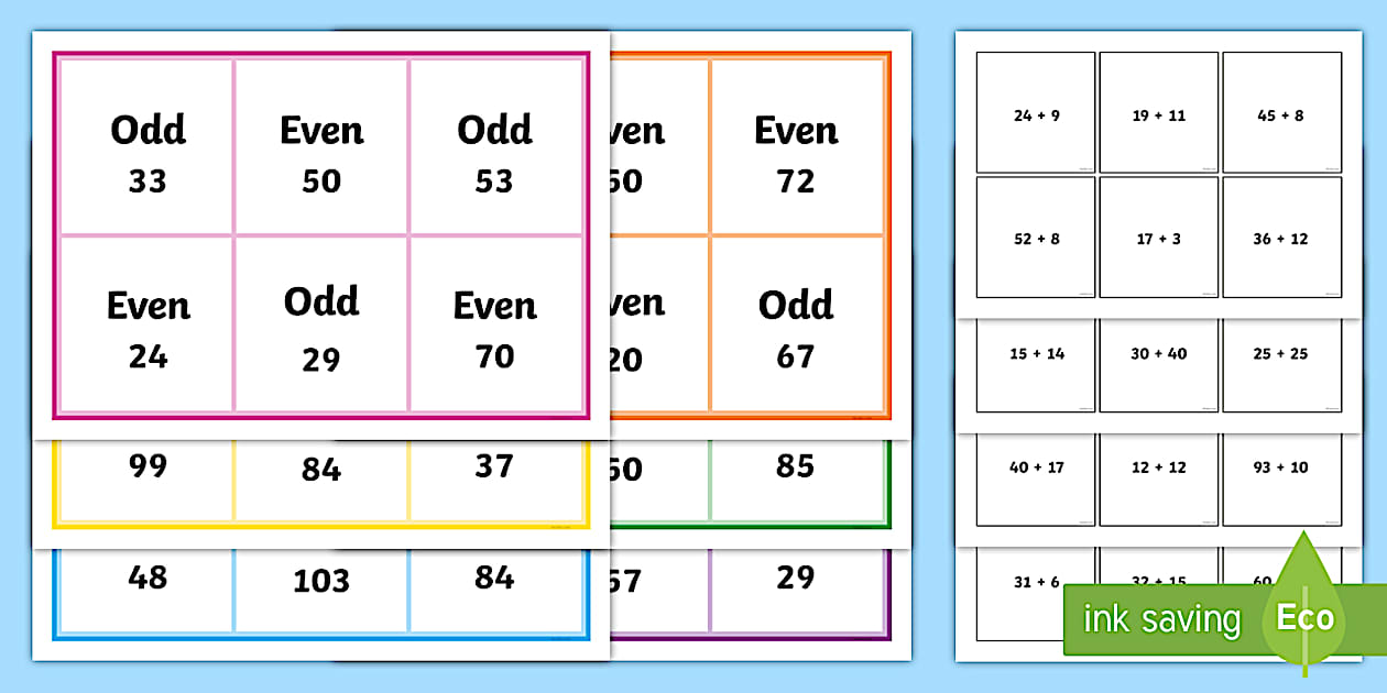 Odd and Even Number Addition Bingo (teacher made) - Twinkl