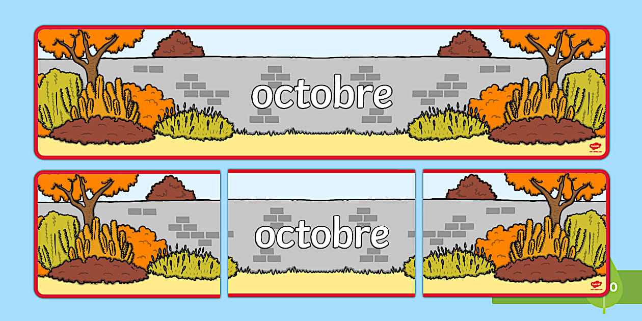 Banderole d'affichage : Octobre - Les mois de l'année
