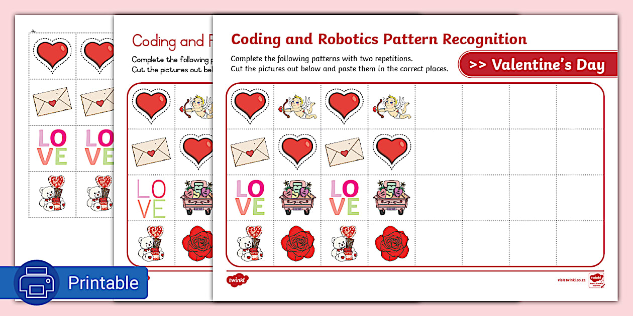 Grade R Coding Valentine's Day Pattern Recognition