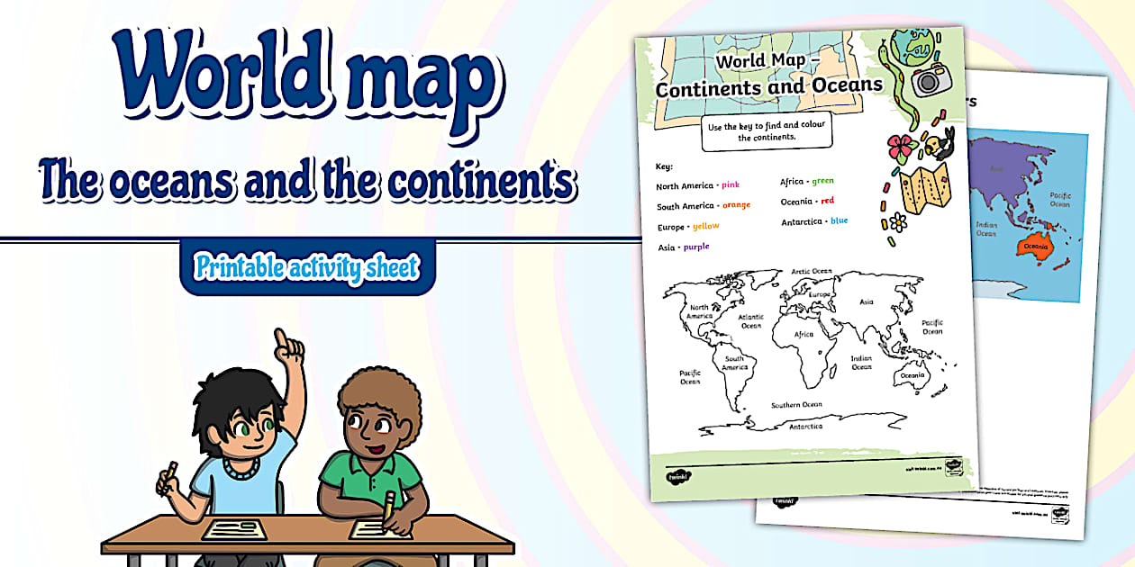 * NEW * World Map: Continents and Oceans - Twinkl