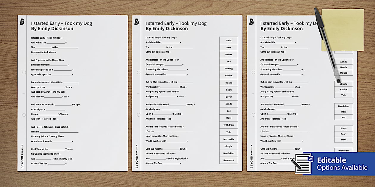 I Started Early - Took My Dog Cloze Activity (teacher made)