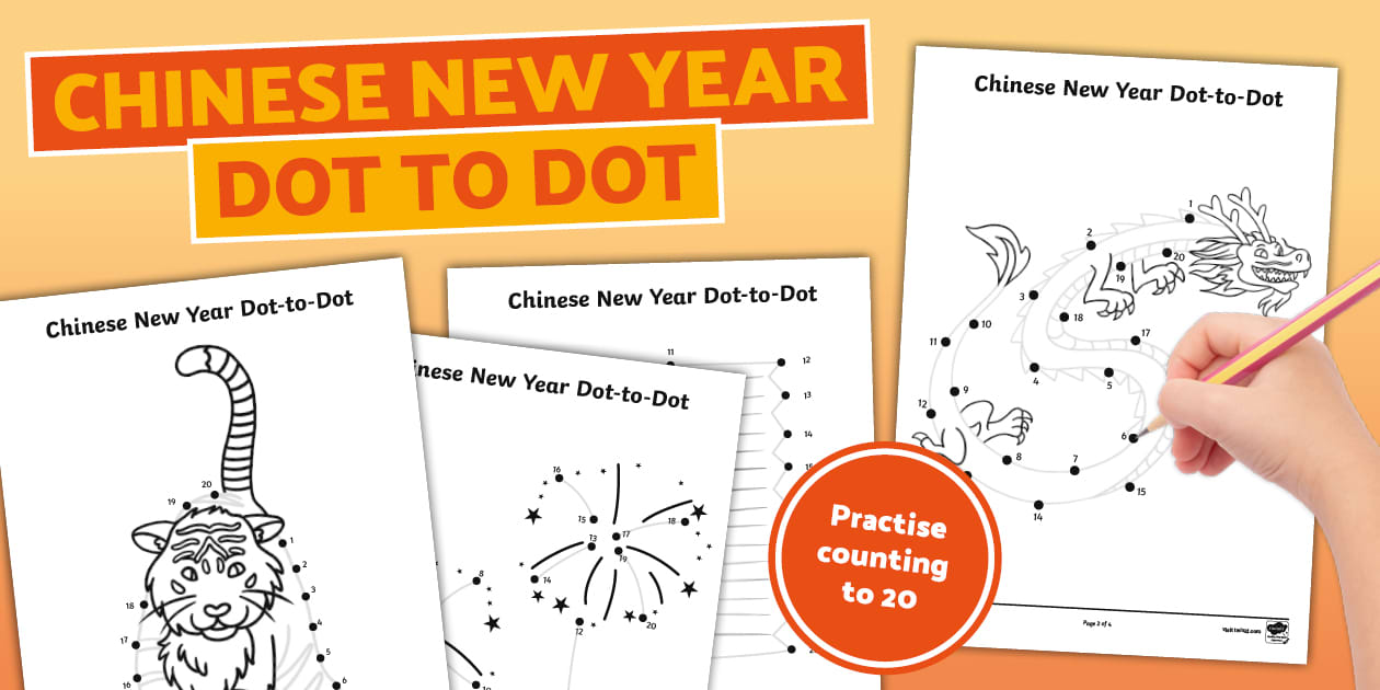 Chinese New Year Numbers to 20 Dot to Dot Worksheets