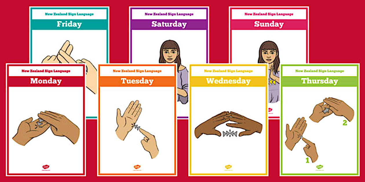 NZSL Days of Week Sign Language Posters | New Zealand