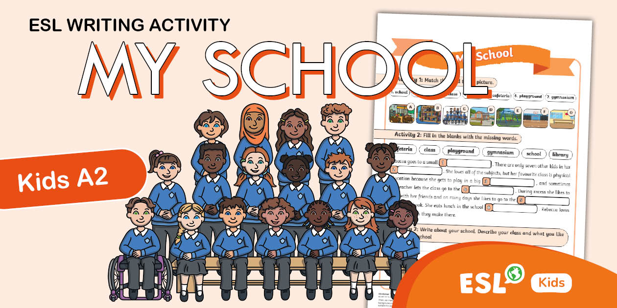 ESL My School Writing Activity for Kids