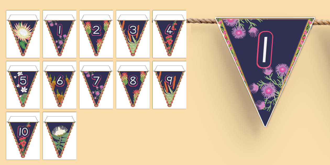 Fynbos-Themed 1-10 Display Bunting (Teacher-Made) - Twinkl