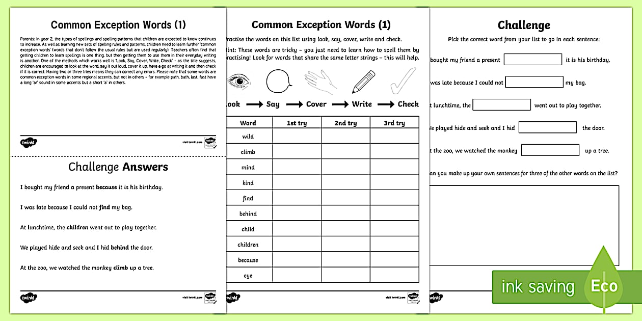 Spelling: Common Exception Words (Ages 6 - 7) (teacher made)
