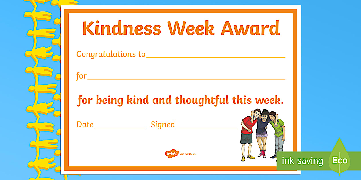 Kindness Week Certificate (Hecho por educadores) - Twinkl