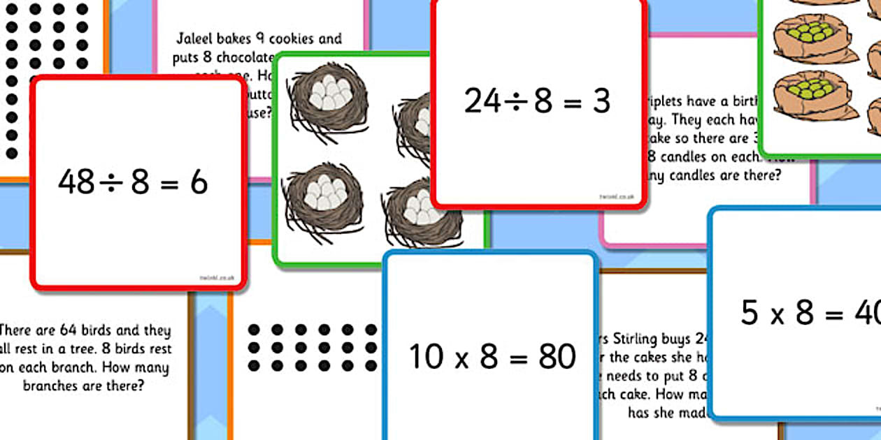 Times and Divide Card Games x8 (teacher made) - Twinkl