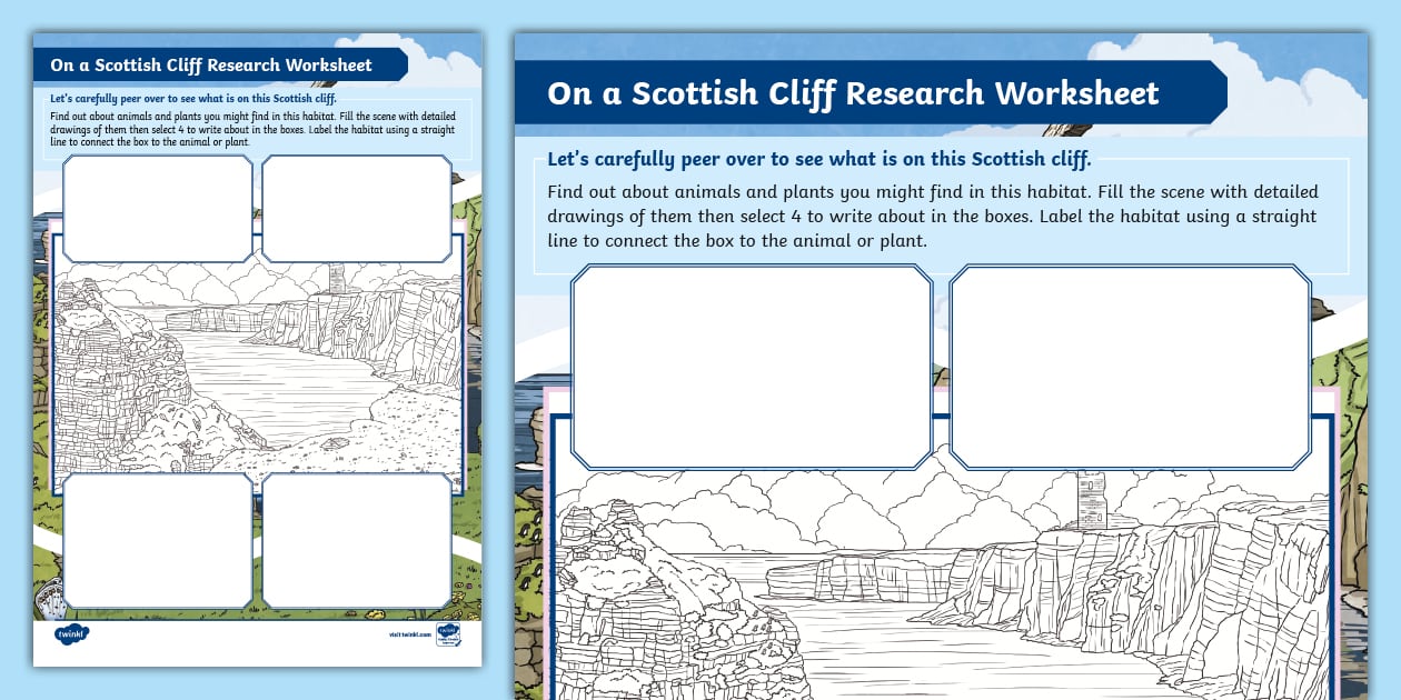 Scottish Cliffs Research Worksheet - Teacher-Made Resource