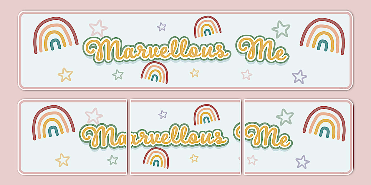 Muted Rainbow Themed Marvellous Me Display Banner - Twinkl