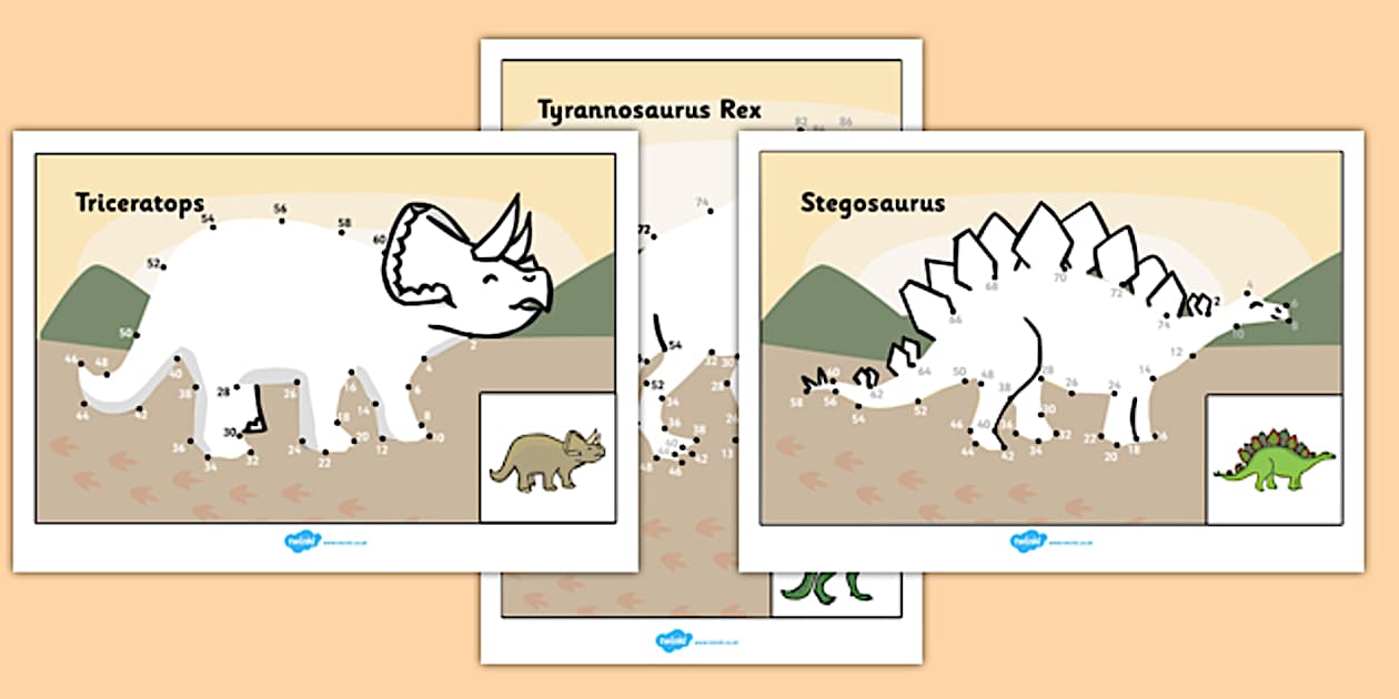 Counting in 2s Dot to Dot Sheets Dinosaurs (teacher made)