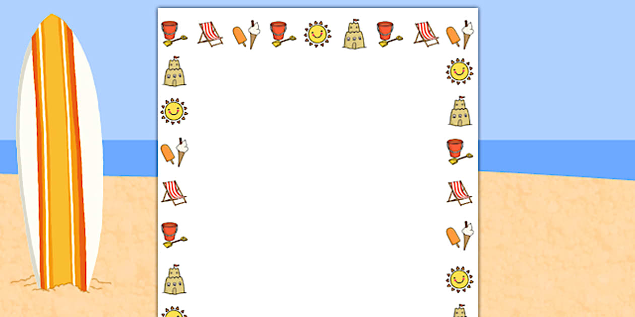 Seaside Page Border Images (teacher made) - Twinkl