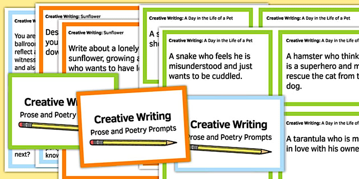 Creative Writing Prompts Challenge Cards (teacher made)