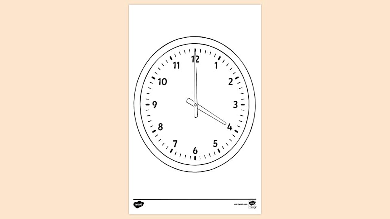 Clock 4pm Colouring Sheet | Colouring Sheets (teacher made)