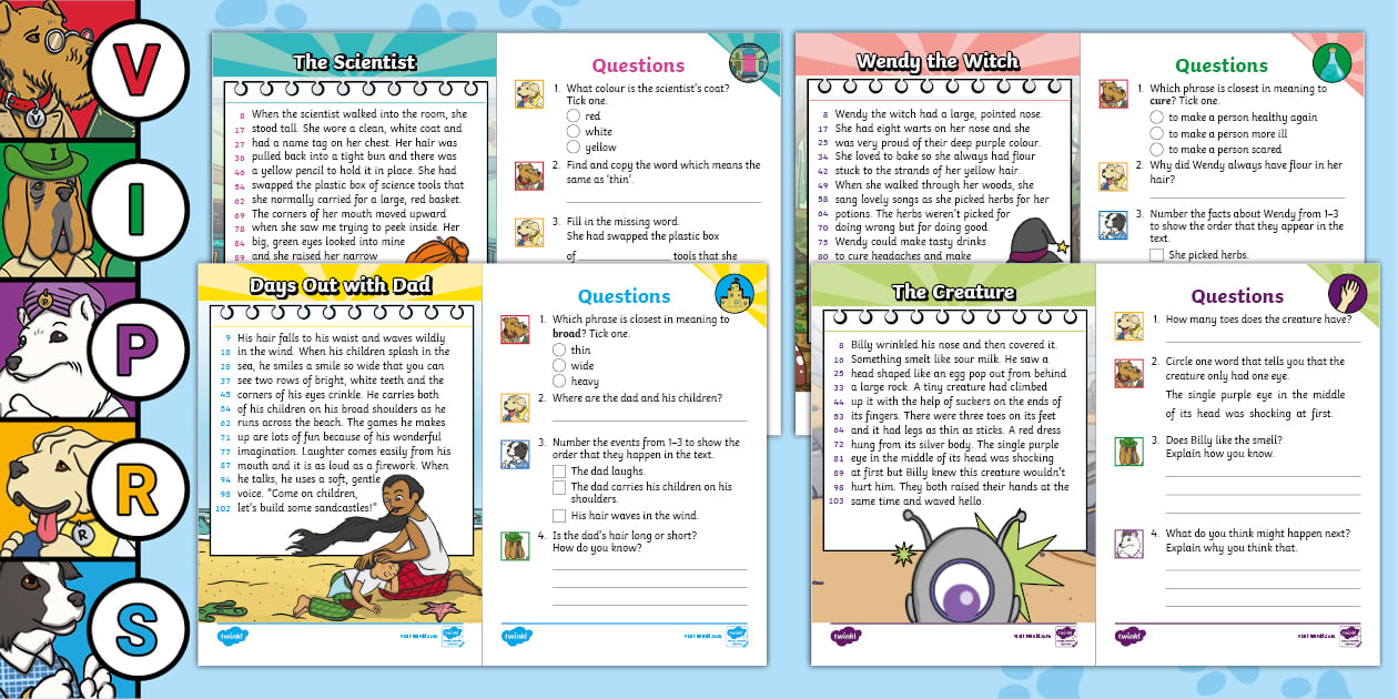 KS1 Character Descriptions 60-Second Reads Activity Pack