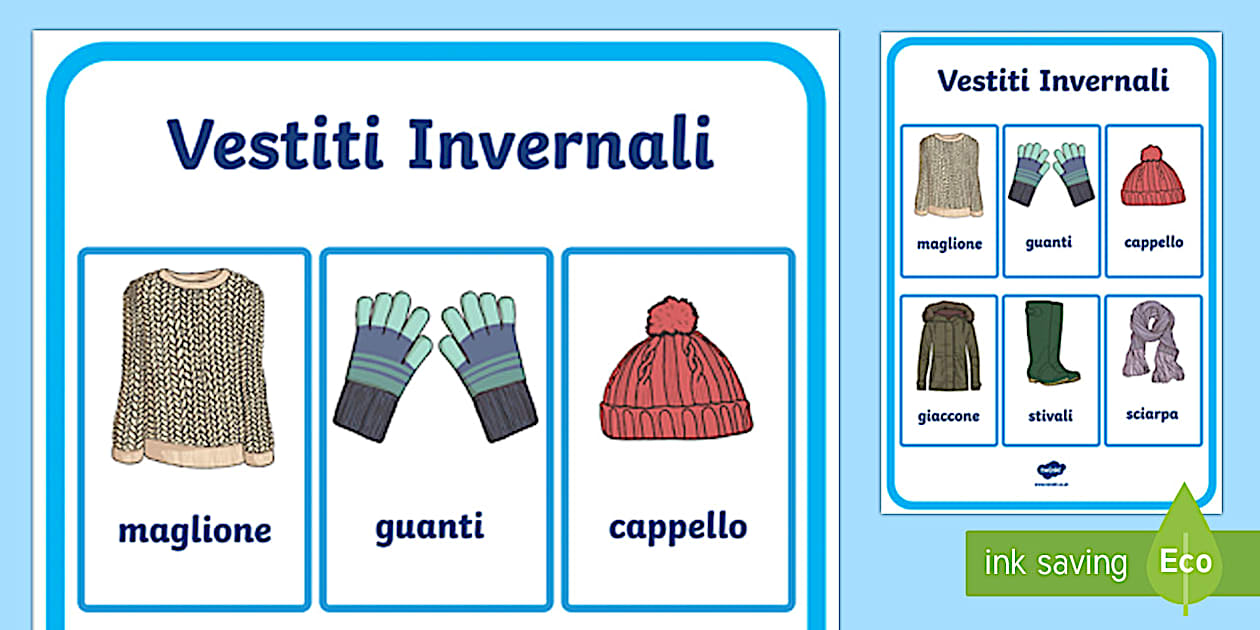 Vocaboli Vestiti Invernali Poster (Teacher-Made) - Twinkl