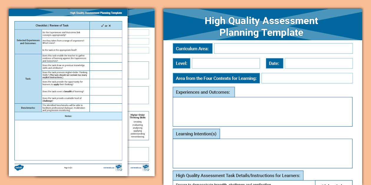 High Quality Assessments Planning Template (teacher made)