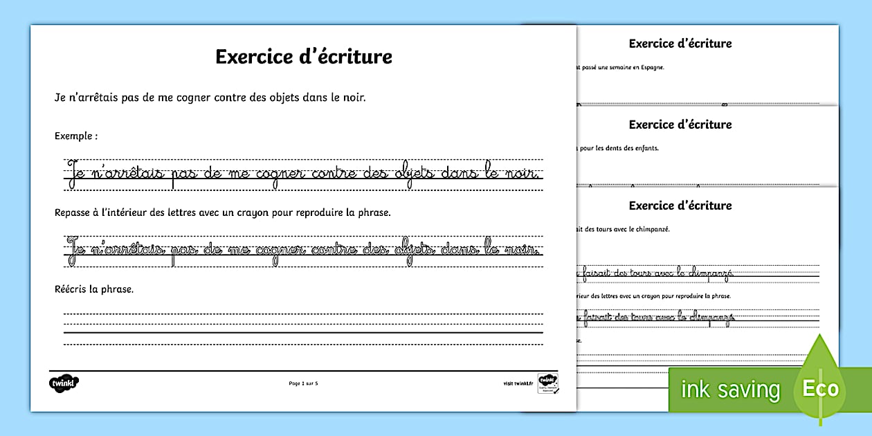 Feuille d'activités : Exercice d'écriture - Twinkl
