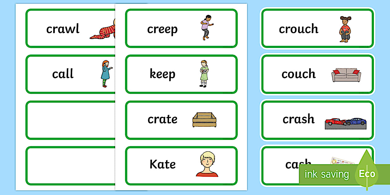 'cr' and 'c' Near Minimal Pair Word Cards (teacher made)