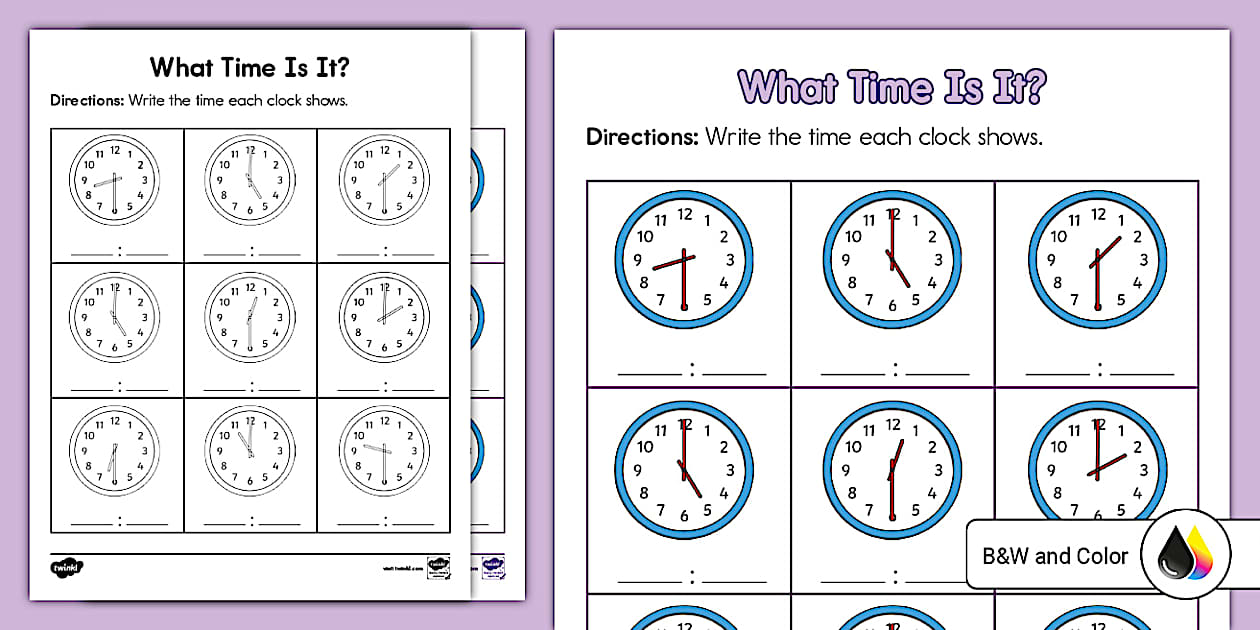 First Grade Analog Telling Time to the Hour and Half Hour