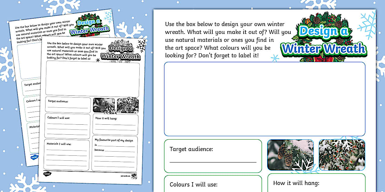 Design a Winter Wreath Worksheet (Teacher-Made) - Twinkl